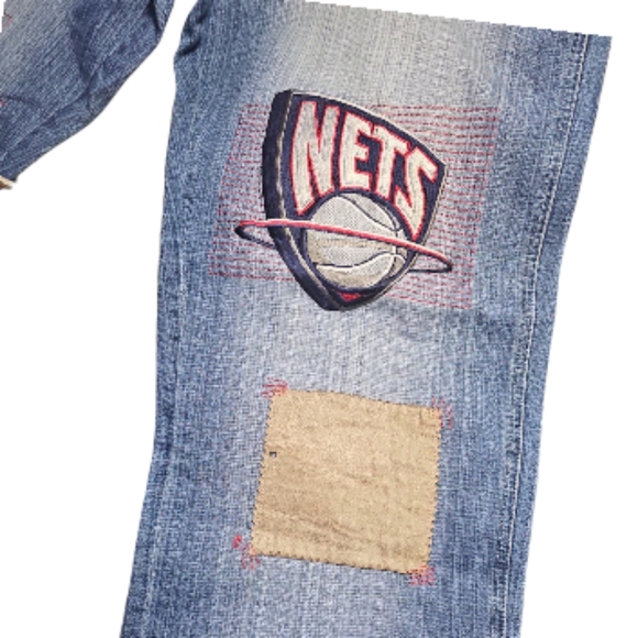 UNK NBA JEANS | Jeans | Unk Nba Nwot Vintage Jeans Embroidered New Jersey Nets Size 38 Suede ...